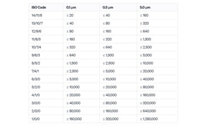ISO Particle Count Chart